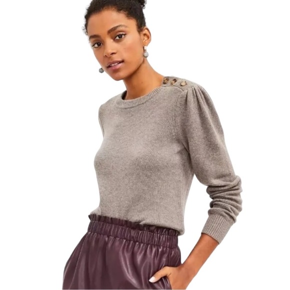 LOFT | Sweaters | Loft Shoulder Button Puff Long Sleeve Soft Nwt ...